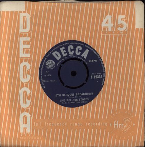The Rolling Stones 19th Nervous Breakdown - 1st [b] UK 7" vinyl single ...